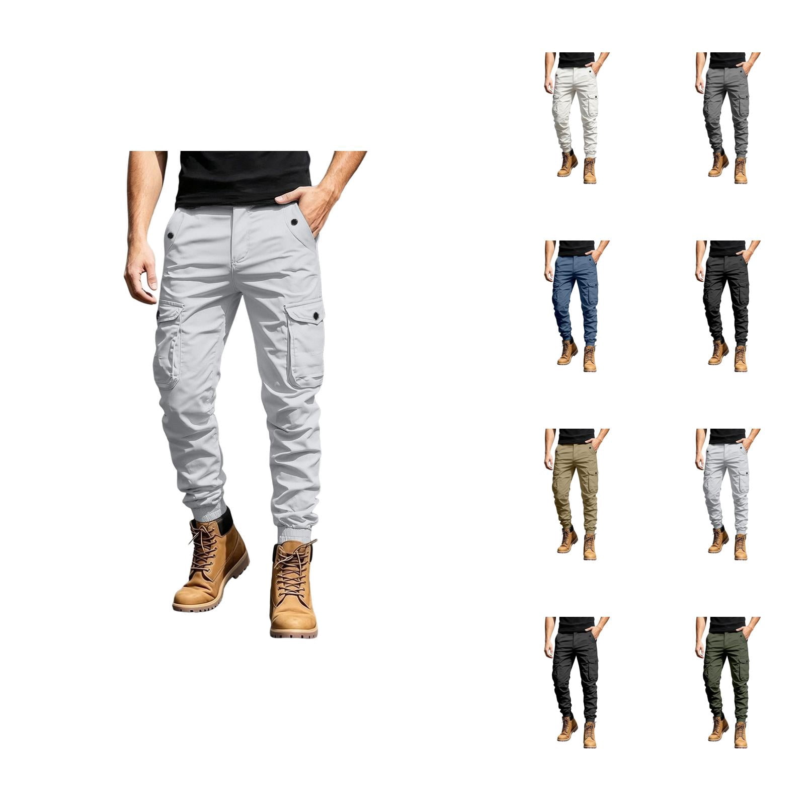 Cargo Pants for Men Spring Summer Elastic Waist Casual Jogging Hiking ...