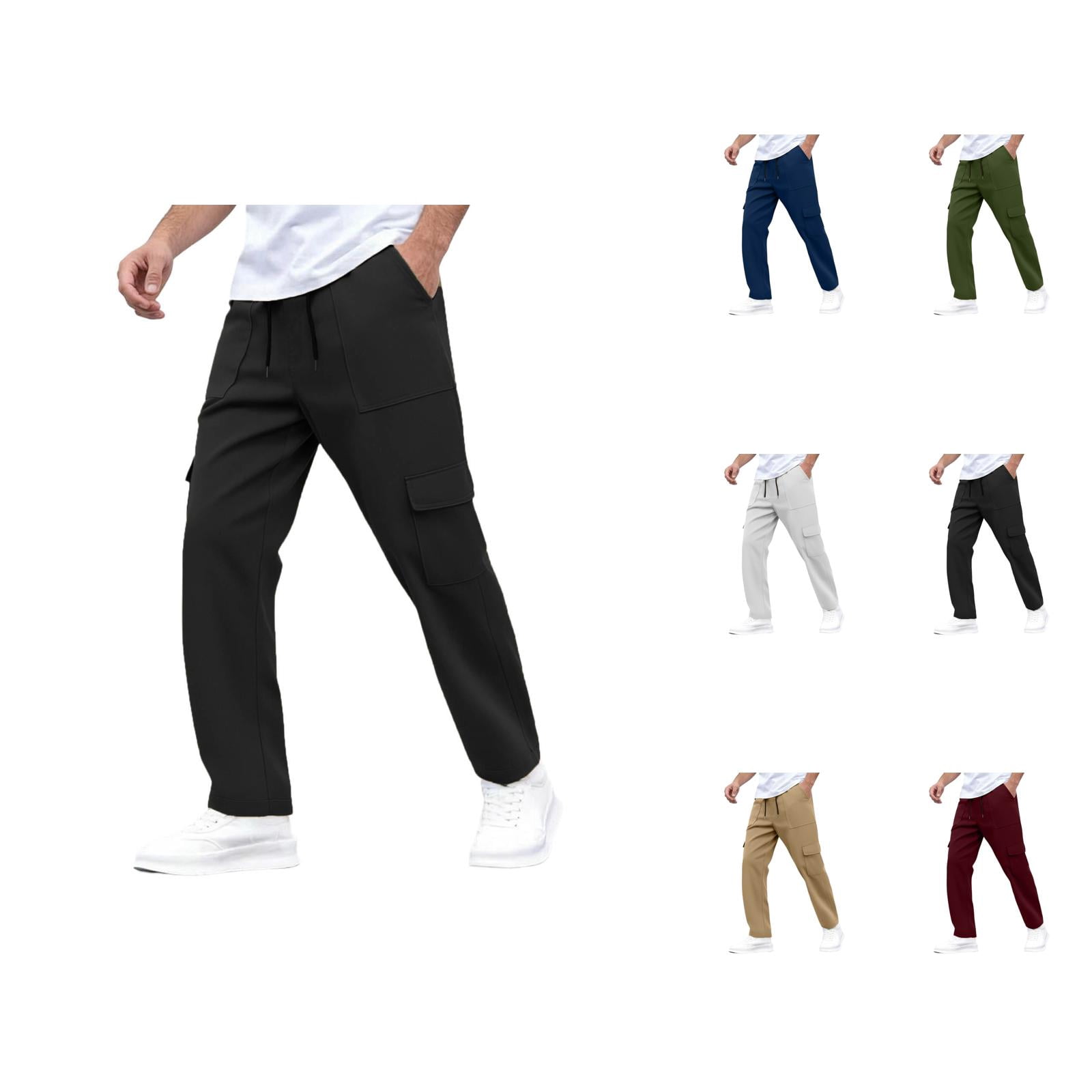 Cargo Pants for Men Spring Summer Elastic Waist Straight Leg Casual ...