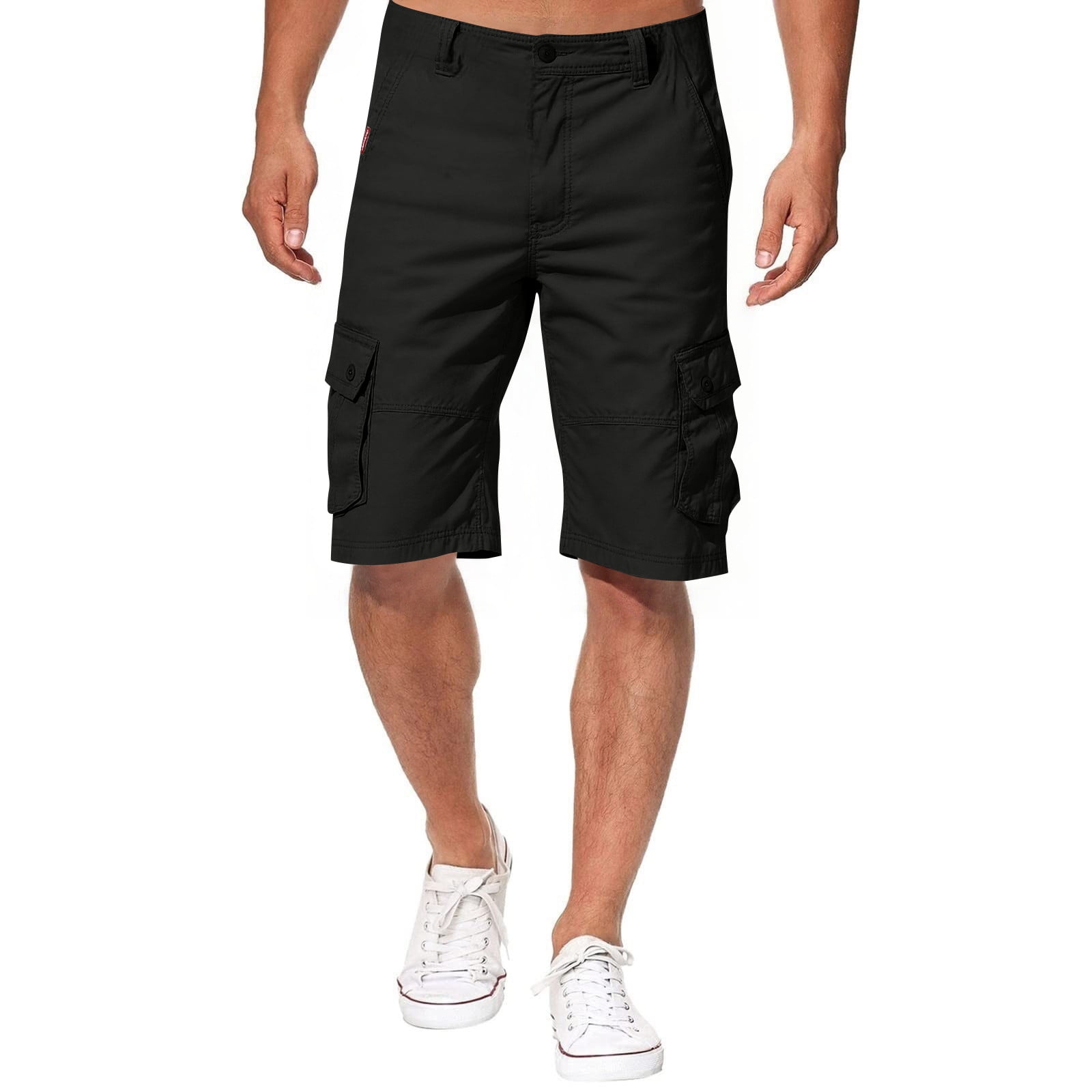 Cargo Pants for Men Straight Button Zipper Work Shorts, Multi Pockets ...
