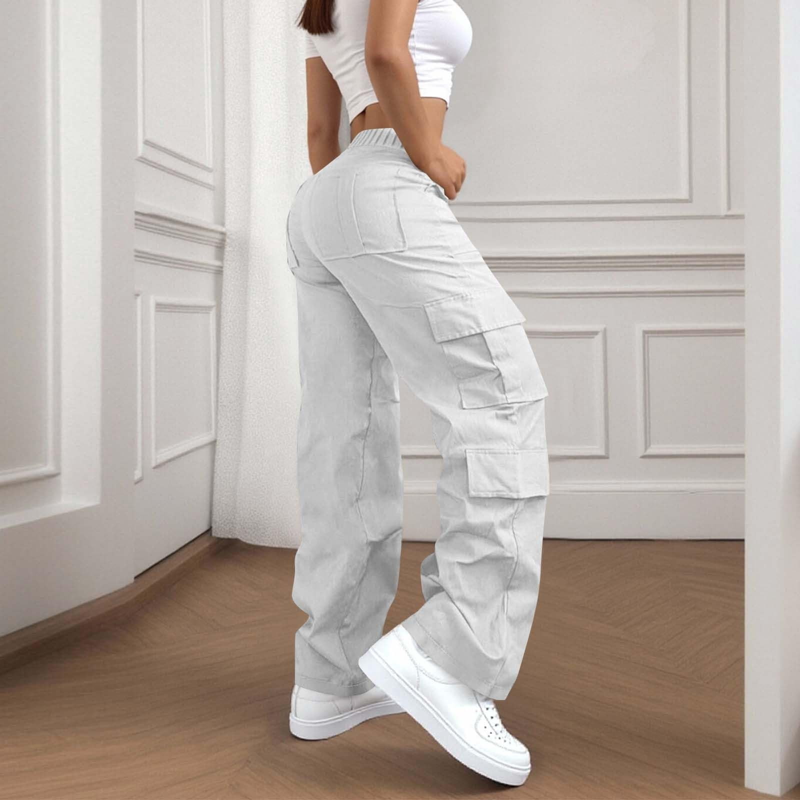 Cargo Pants for Women Wide Leg Casual High Waist Baggy Hiking Track ...