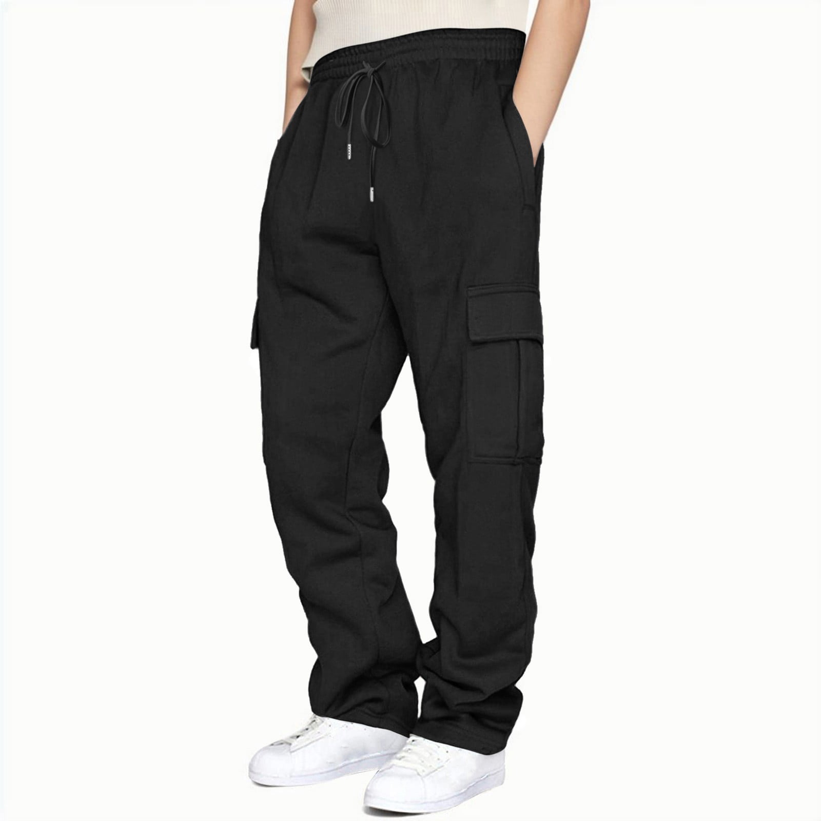 Solid Color Cotton Sweatpants Women Casual Baggy Lounge Pants with ...
