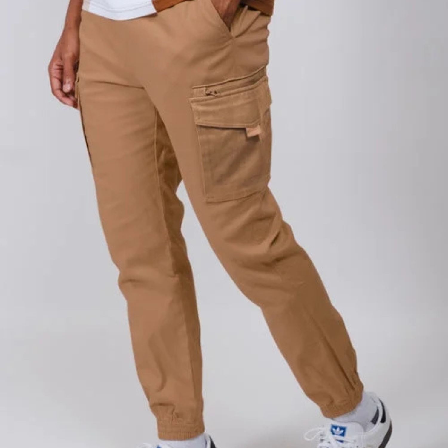 Cargo Pocket Zip Twill Jogger, Tobacco - Walmart.com