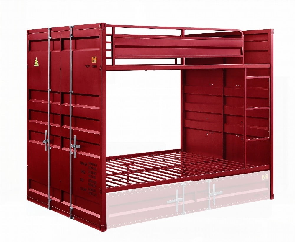 Cargo Red Full/Full Bunk Bed - Features Metal Frame, Recessed Panels ...