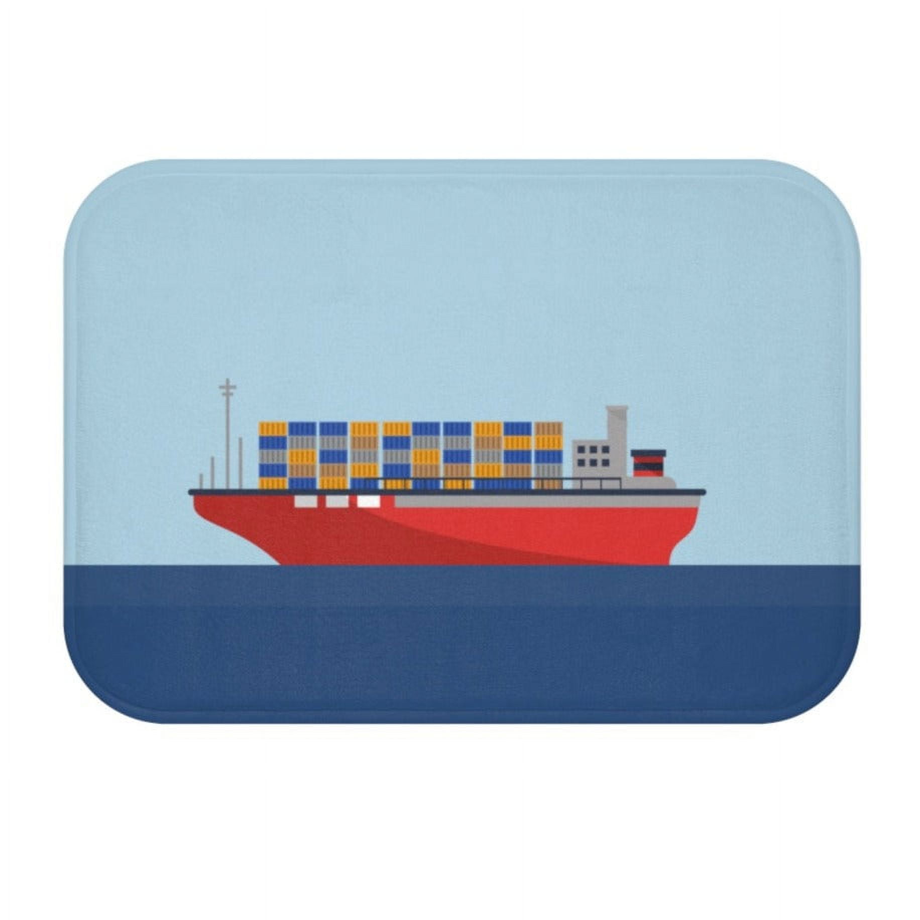 Cargo Ship with Containers in the Ocean Bath Mat - Walmart.com
