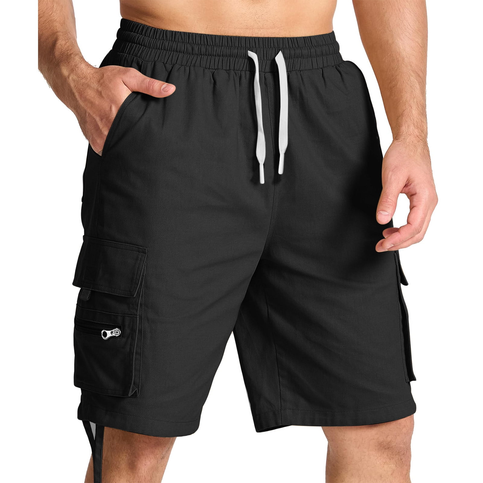 Cargo Shorts for Men Drawstring Elastic Waist Athletic Shorts Quick-Dry ...