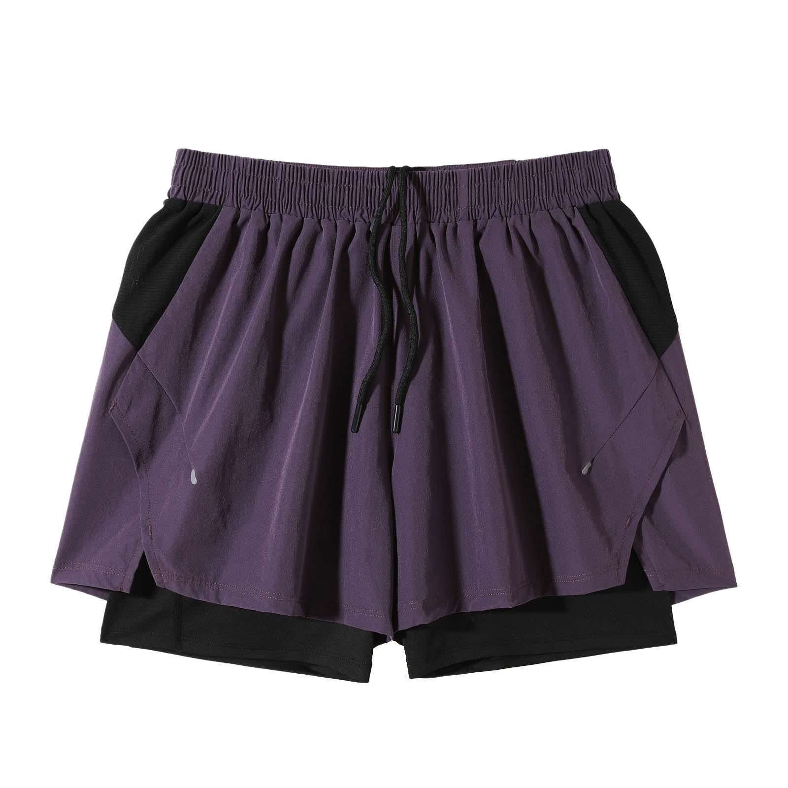 Cargo Shorts Men Stretch Waist Running Shorts Quick Drying Track Field 1/3 Pants With Double ...