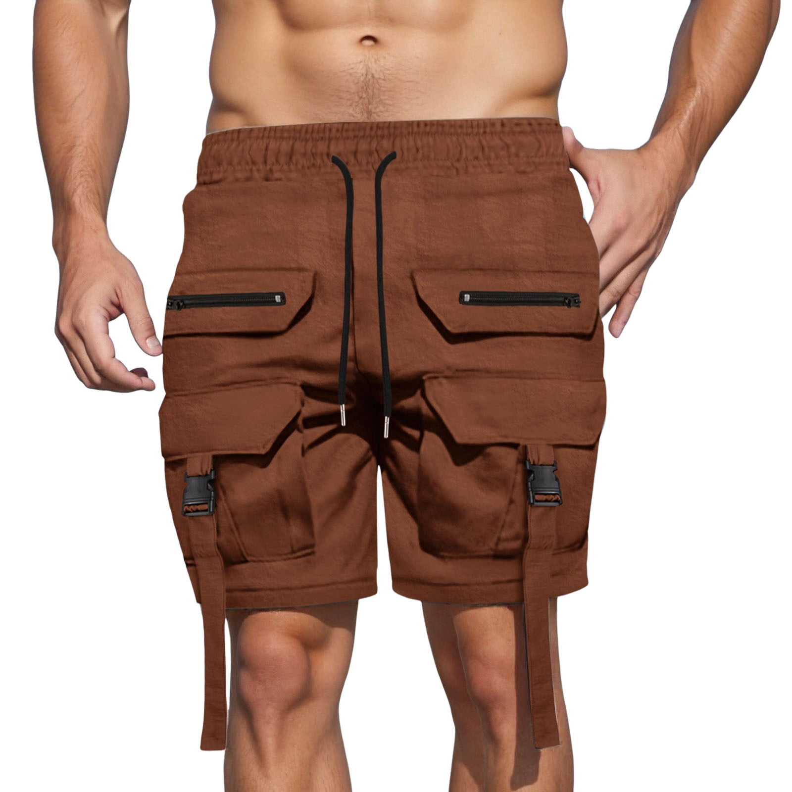 Cargo Shorts Men's Short Trousers Summer Work Trousers Elastic Waist ...
