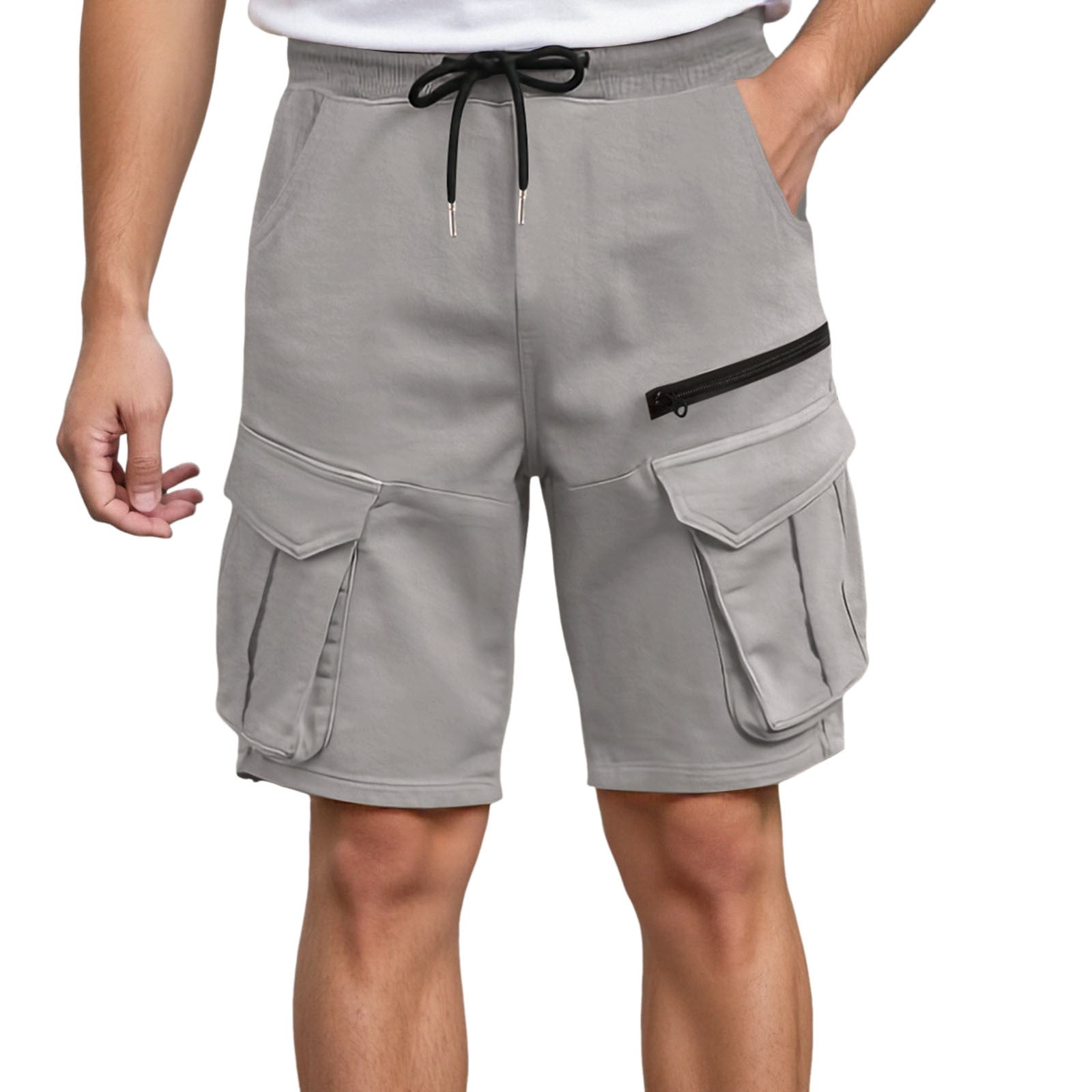 Cargo Shorts Men's Short Trousers Summer Work Trousers Elastic Waist ...