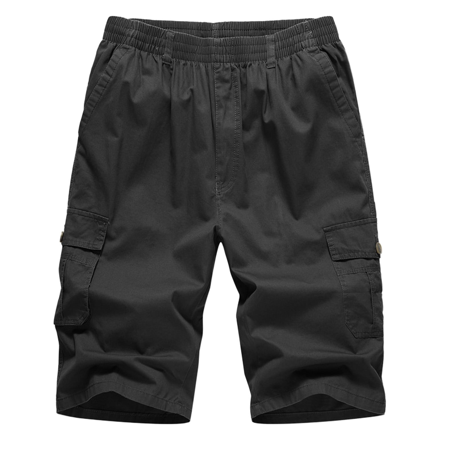 Cargo Shorts for Men 7 Inch Inseam Elastic Waistband Drawstring Camping ...