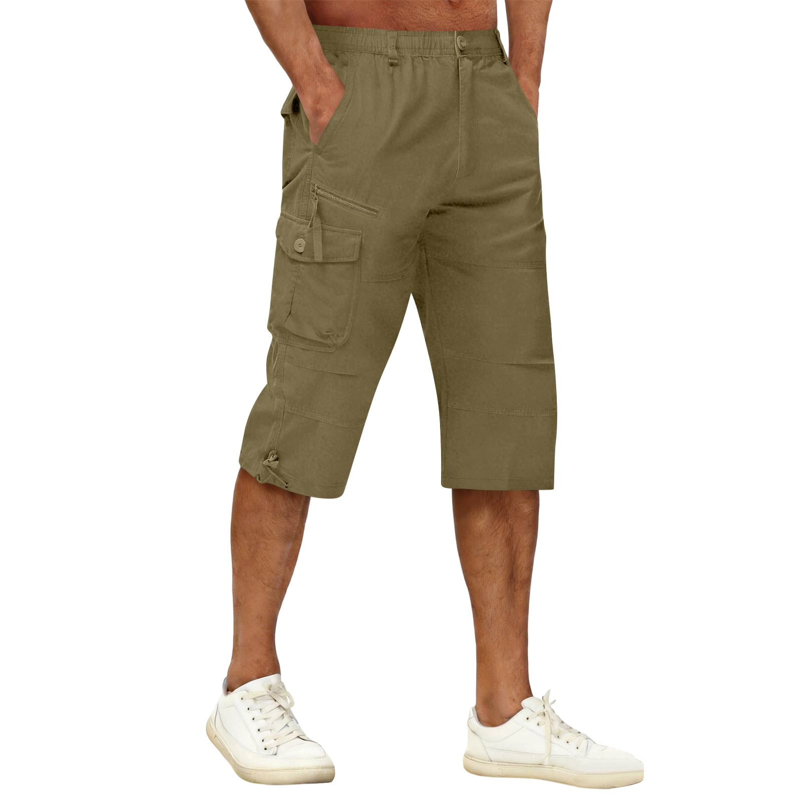 Cargo Shorts for Men Below Knee Stretch Waist Hiking Shorts Casual ...
