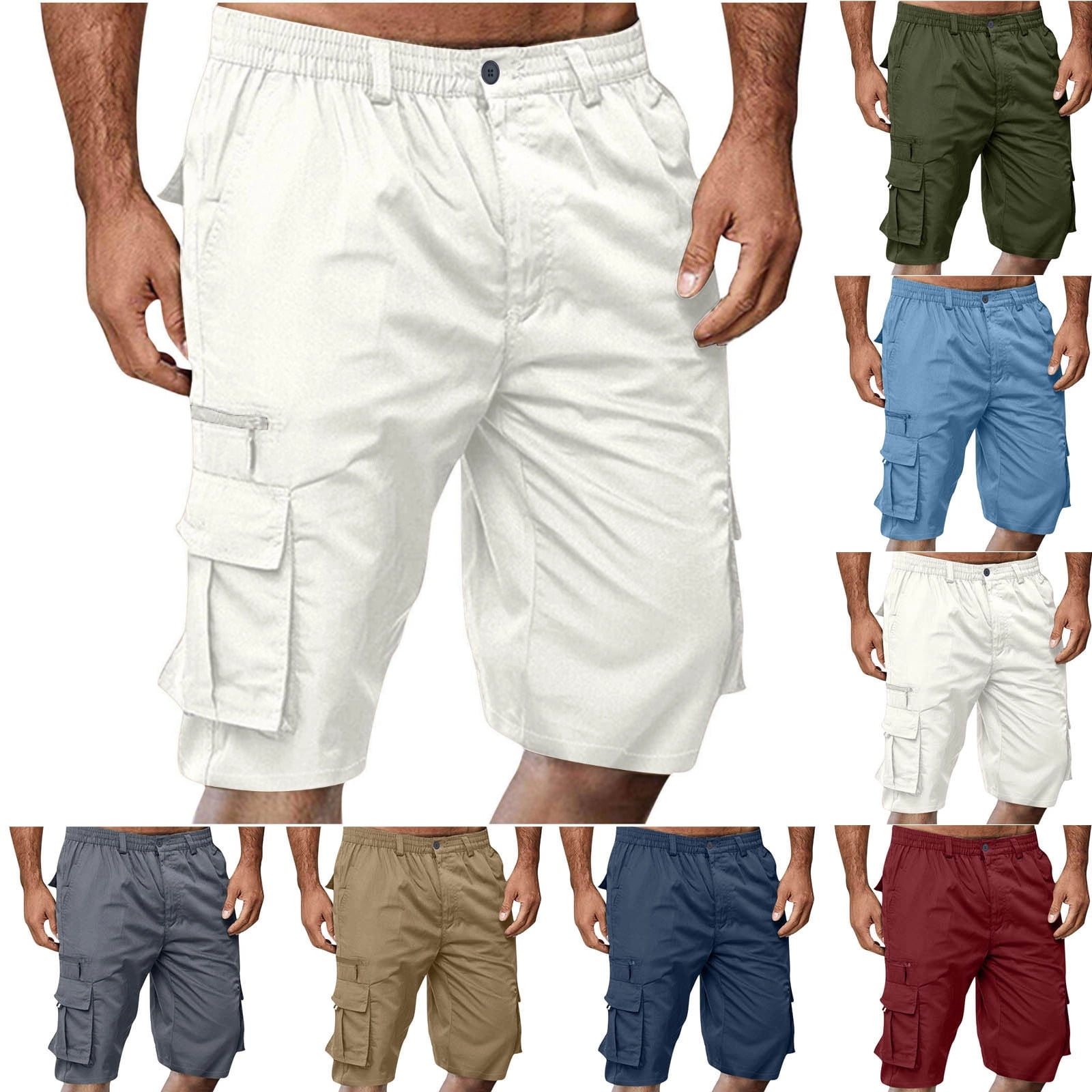 Cargo Shorts for Men Casual Summer Hiking Pants Elastic Waist Big and ...
