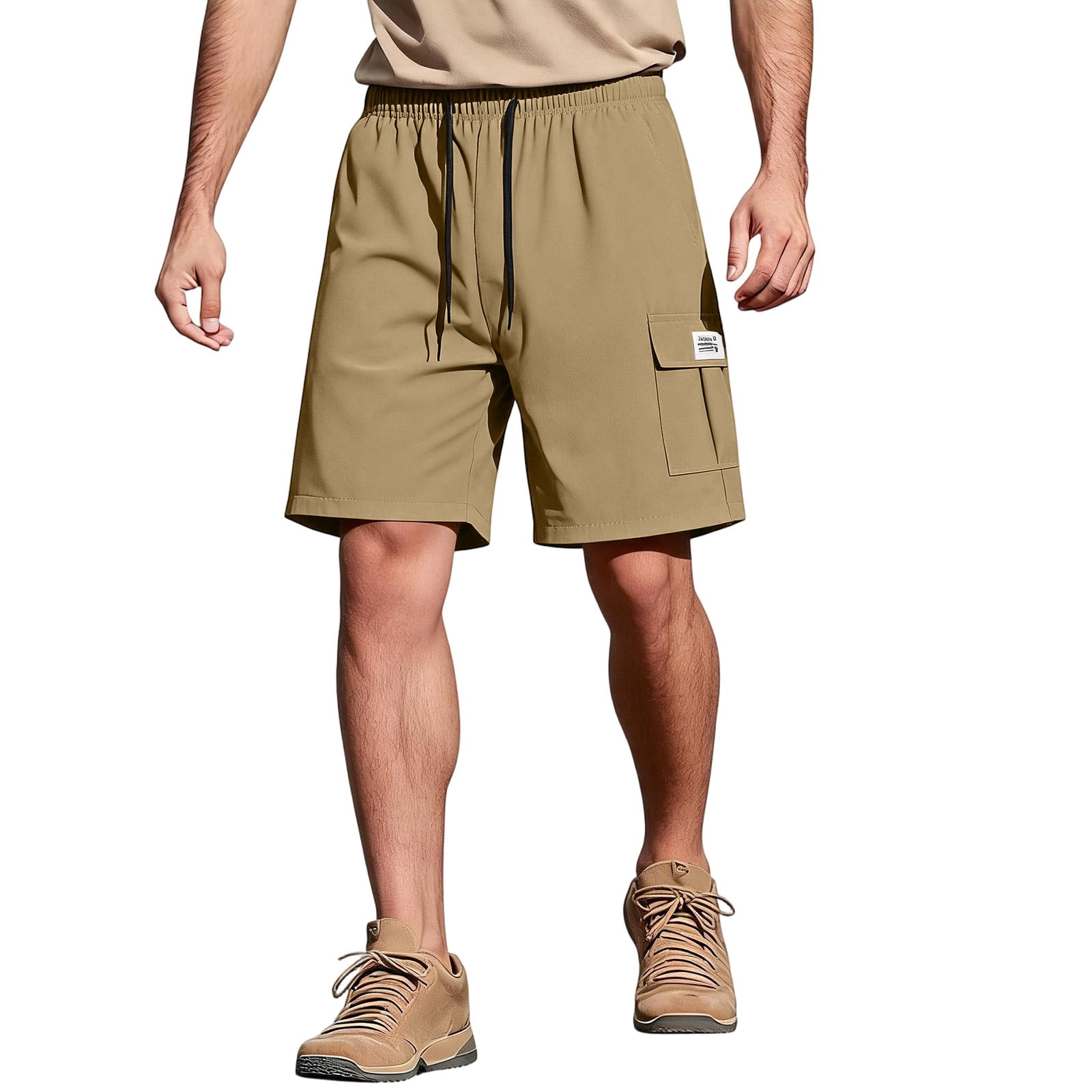 Cargo Shorts for Men Drawstring Elastic Waist Wide Leg Work Shorts ...