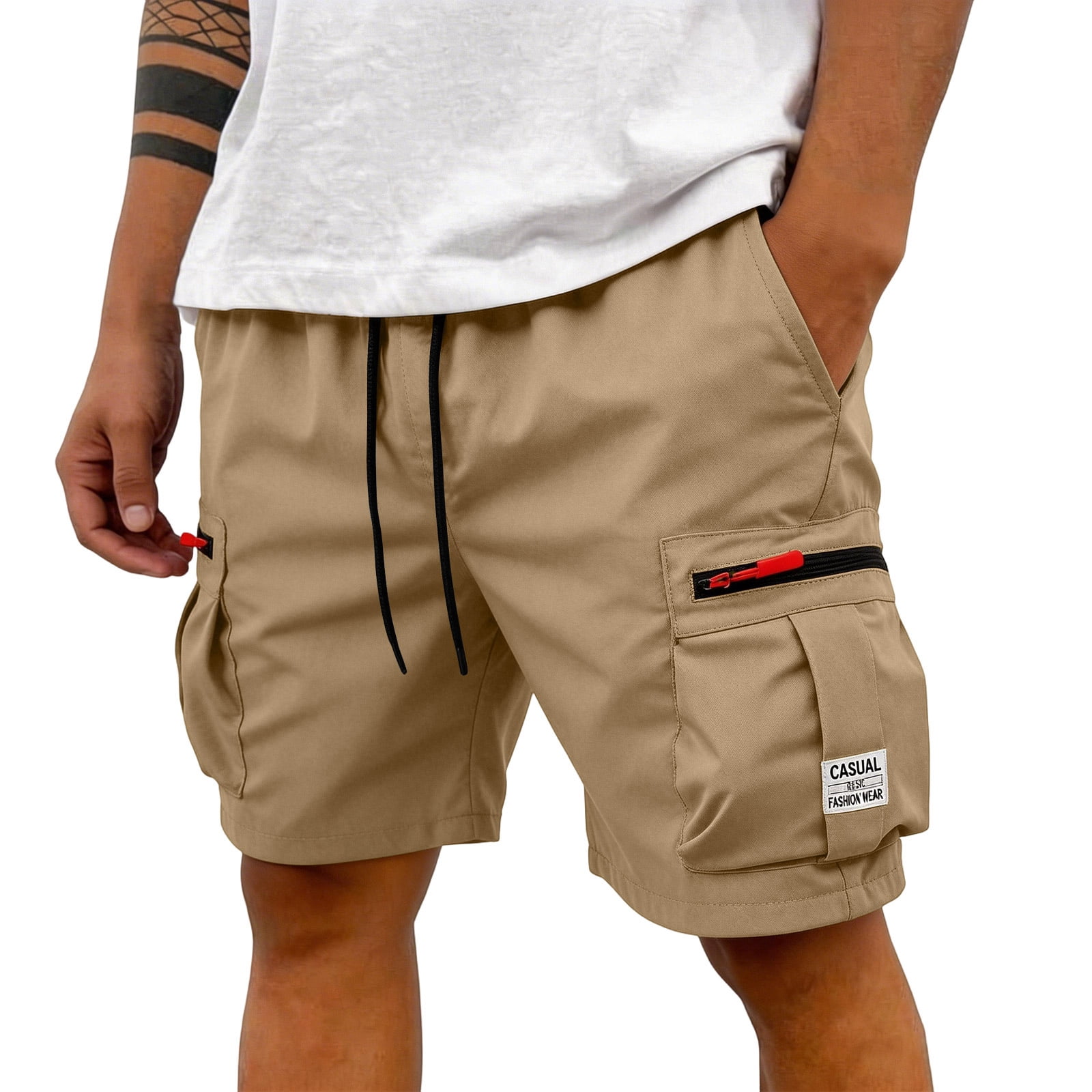 Cargo Shorts for Men Drawstring Multi Pockets Wide Leg Work Shorts ...