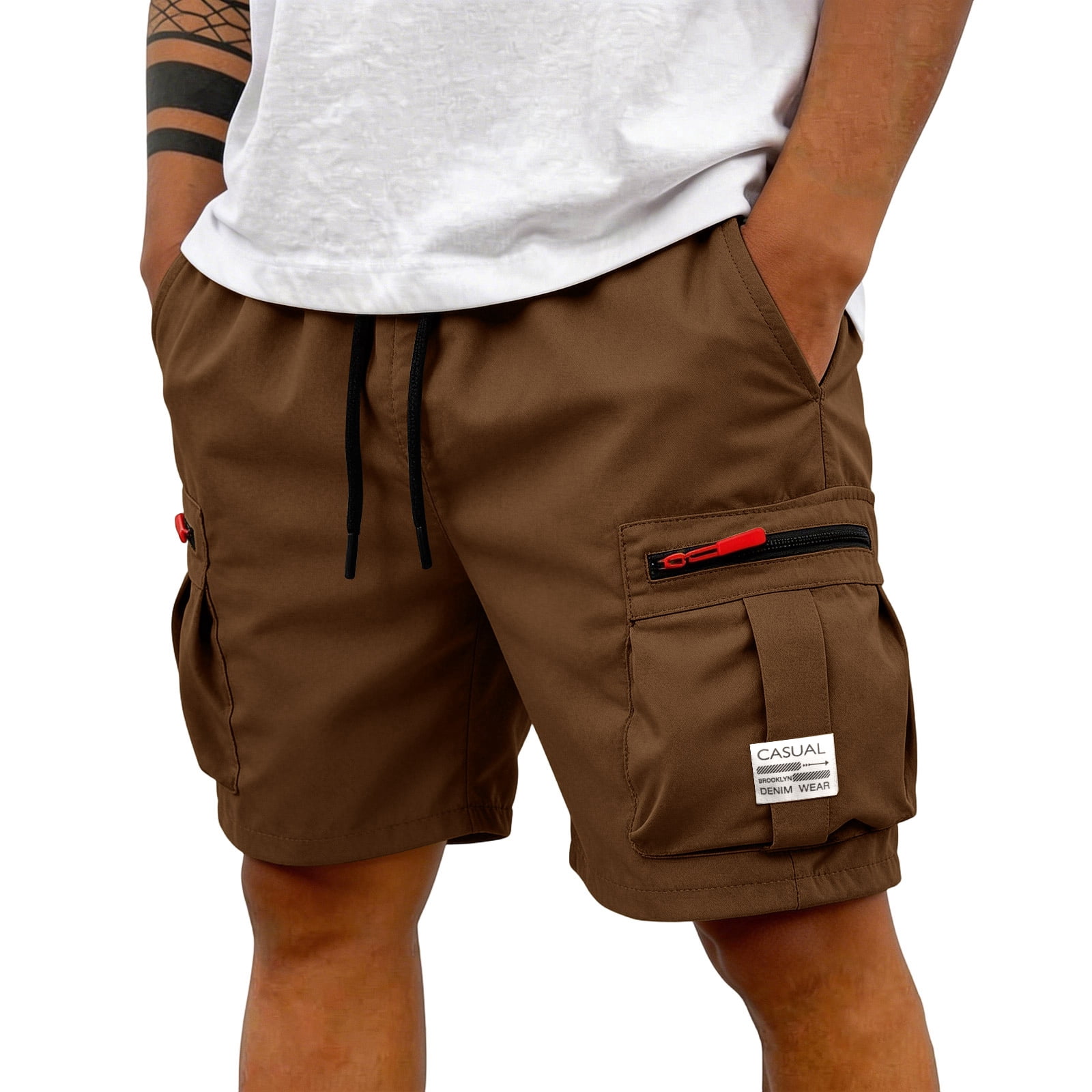 Cargo Shorts for Men Drawstring Multi Pockets Wide Leg Work Shorts ...