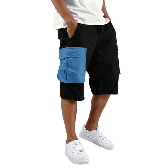 Cargo Shorts for Men Elastic Waist Drawstring Knee Length Bermuda ...