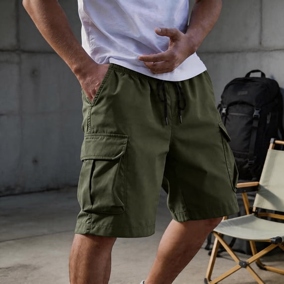 Cargo Shorts for Men Elastic Waist Knee Length Bermuda Shorts with ...