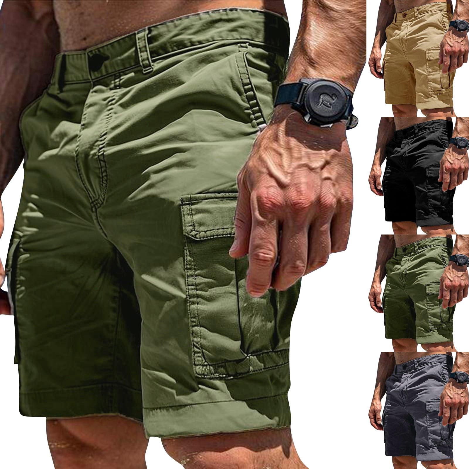 Cargo Shorts for Men Inseam Summer Workout Hiking Shorts Elastic Baggy ...