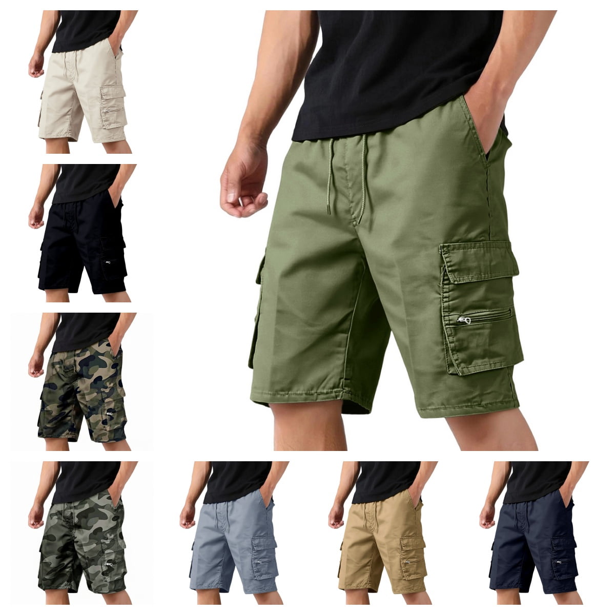 Cargo Shorts for Men Lightweigh Casual Comfort Summer Pants Bermuda ...