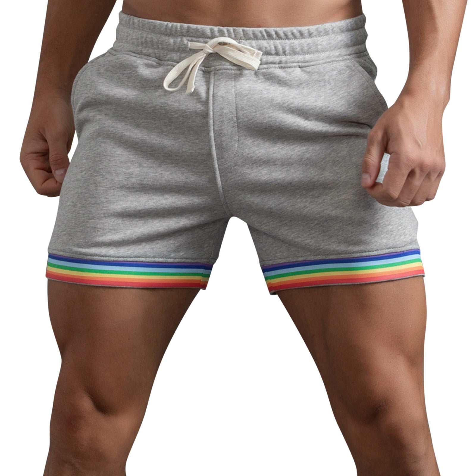 Cargo Shorts for Men Male Summer Solid Color Rainbow Pants Pocket ...