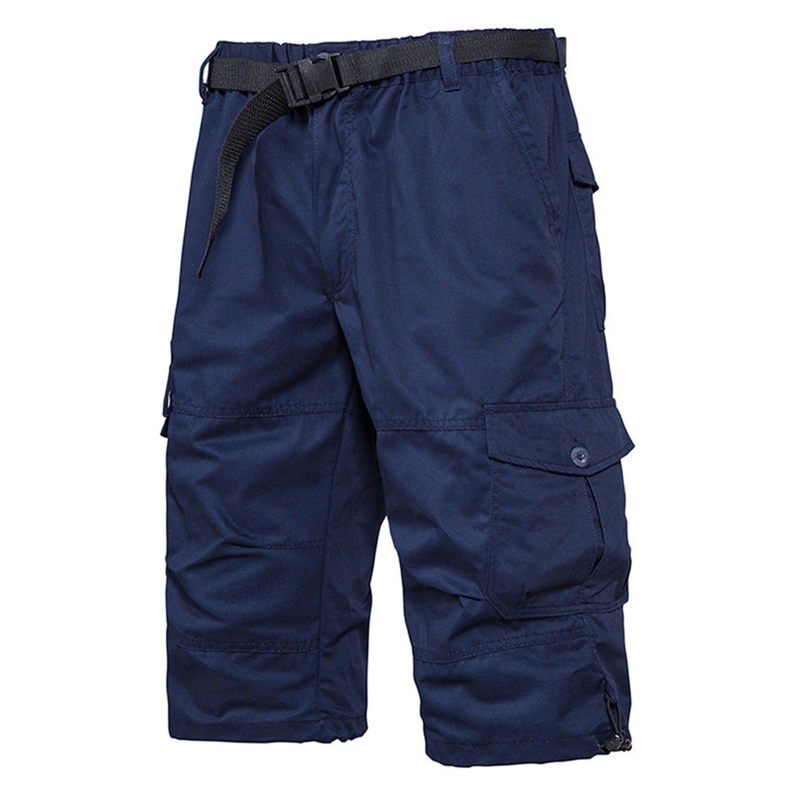 Cargo Shorts for Men Multi-Pocket Ealstic Waisted Cotton Knee Lenght ...
