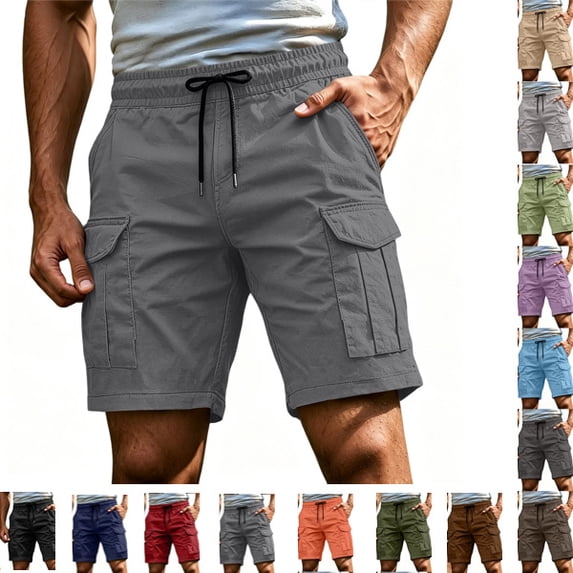 Cargo Shorts for Men Relaxed Loose Fit Drawstring Tactical Hiking ...