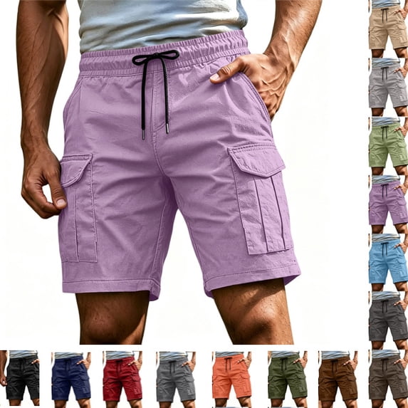 Cargo Shorts for Men Relaxed Loose Fit Drawstring Tactical Hiking ...