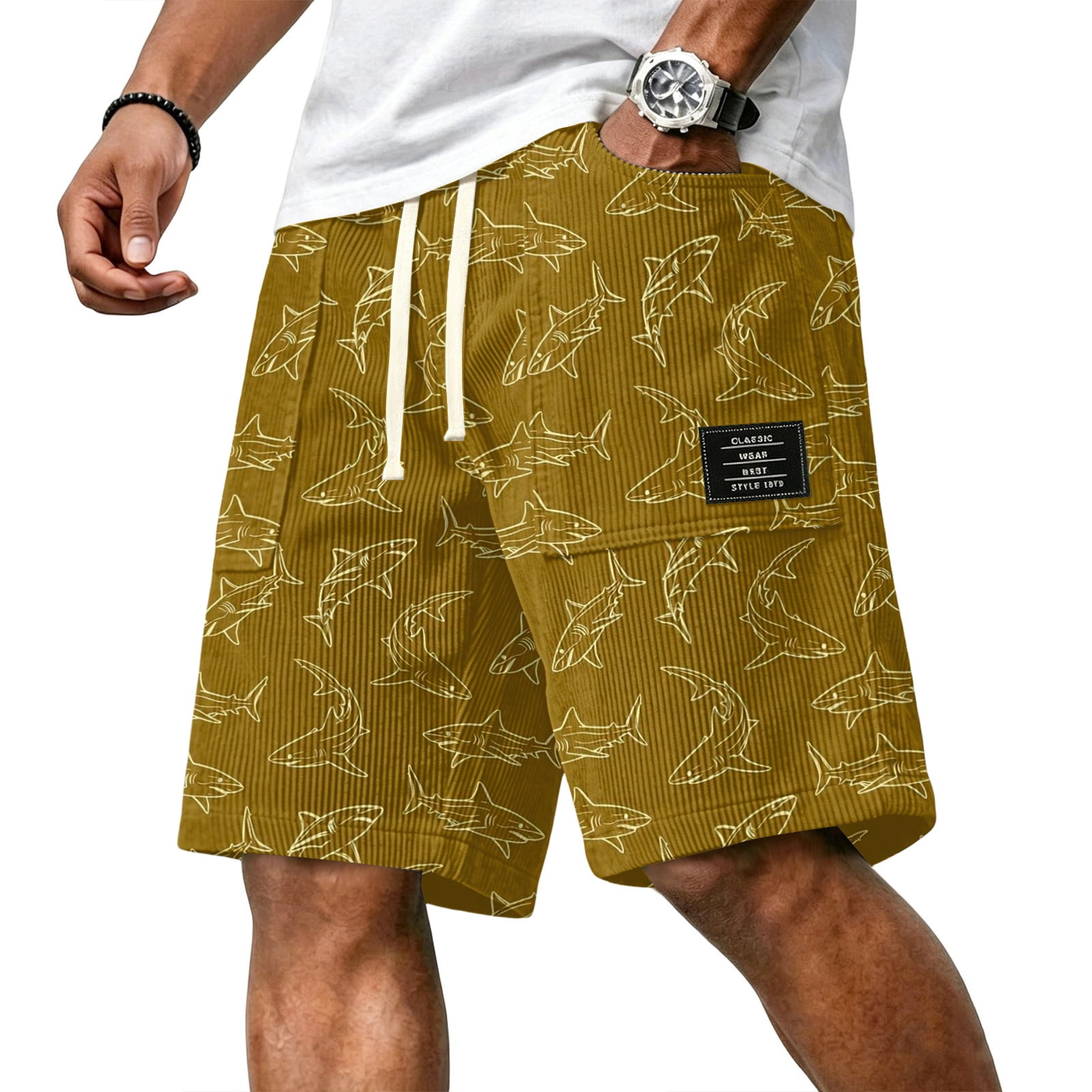 Cargo Shorts for Men Summer Quick Dry Casual Shorts Drawstring Baggy ...