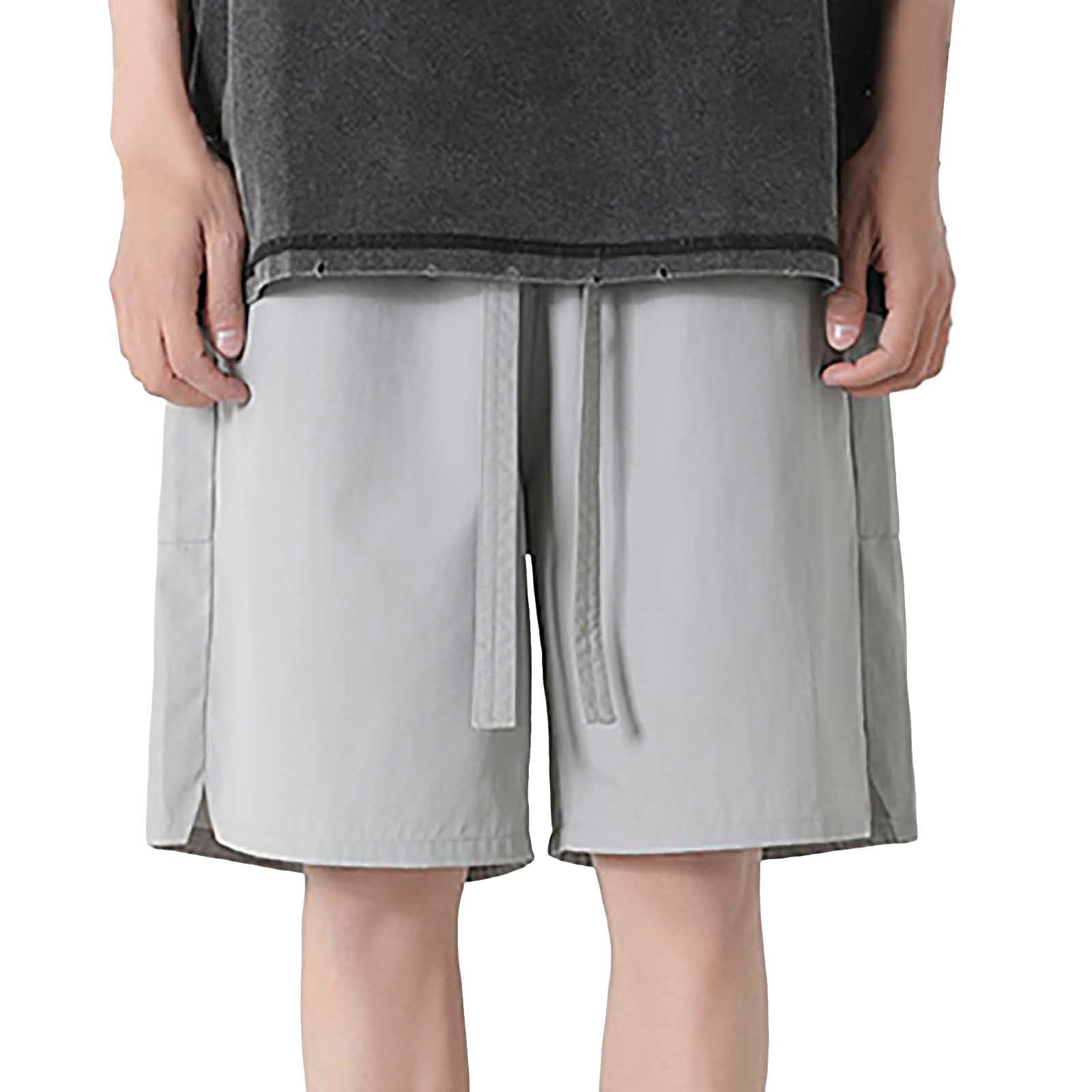 Cargo Shorts for Men Summer Solid Color Lace Up Casual Bermuda Cargo ...