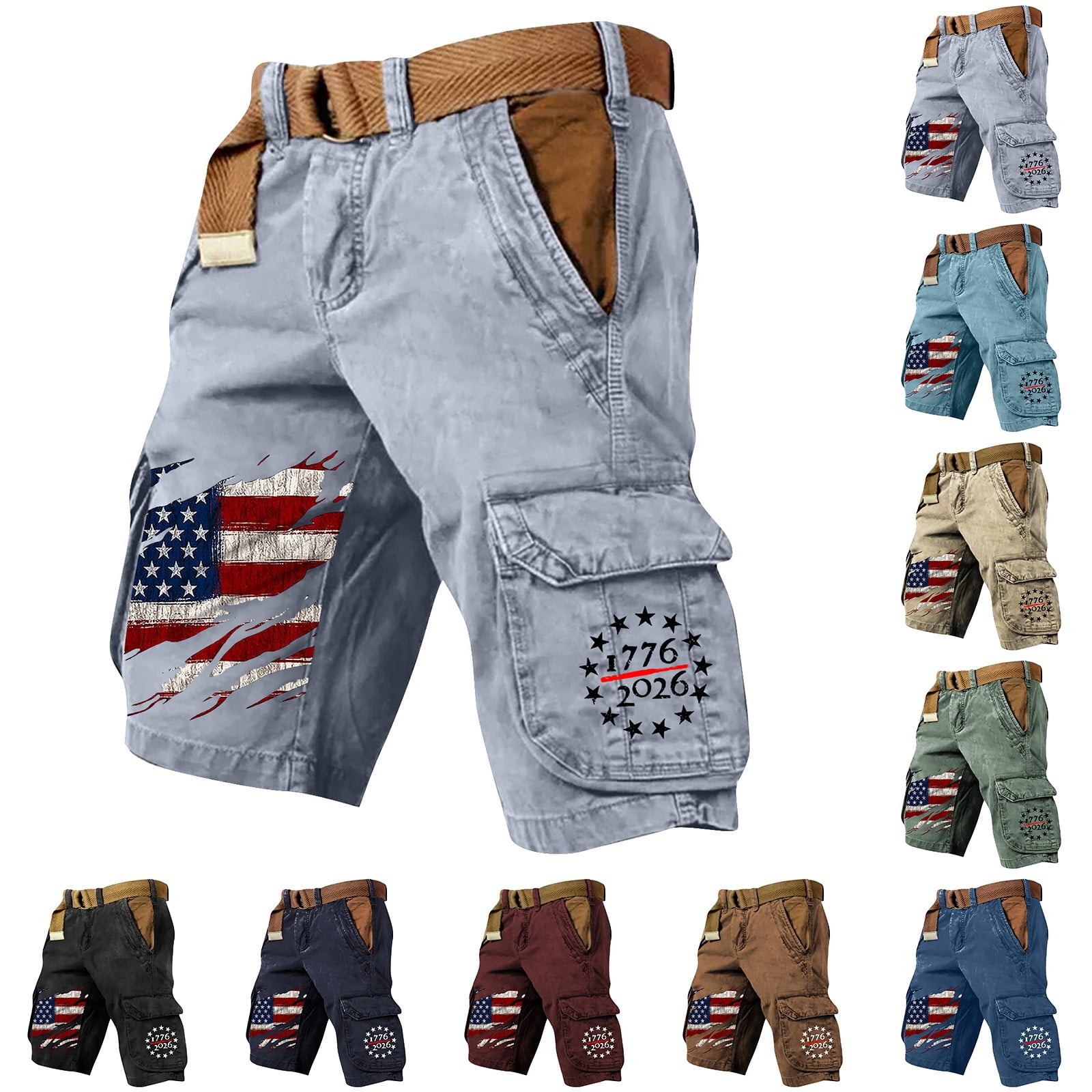 Cargo Shorts for Men Tactical 250 Anniversary USA American Flag Graphic ...