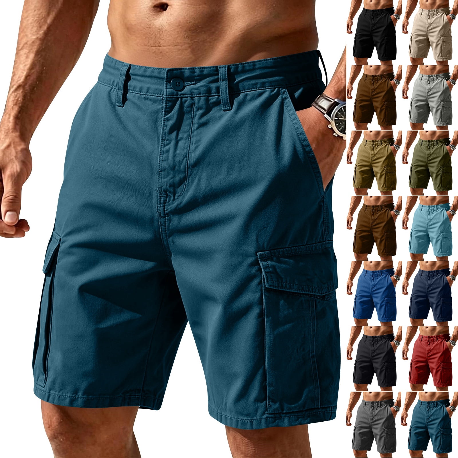 Cargo Shorts for Men, Tactical Lightweight Elastic Waist Work Pants ...