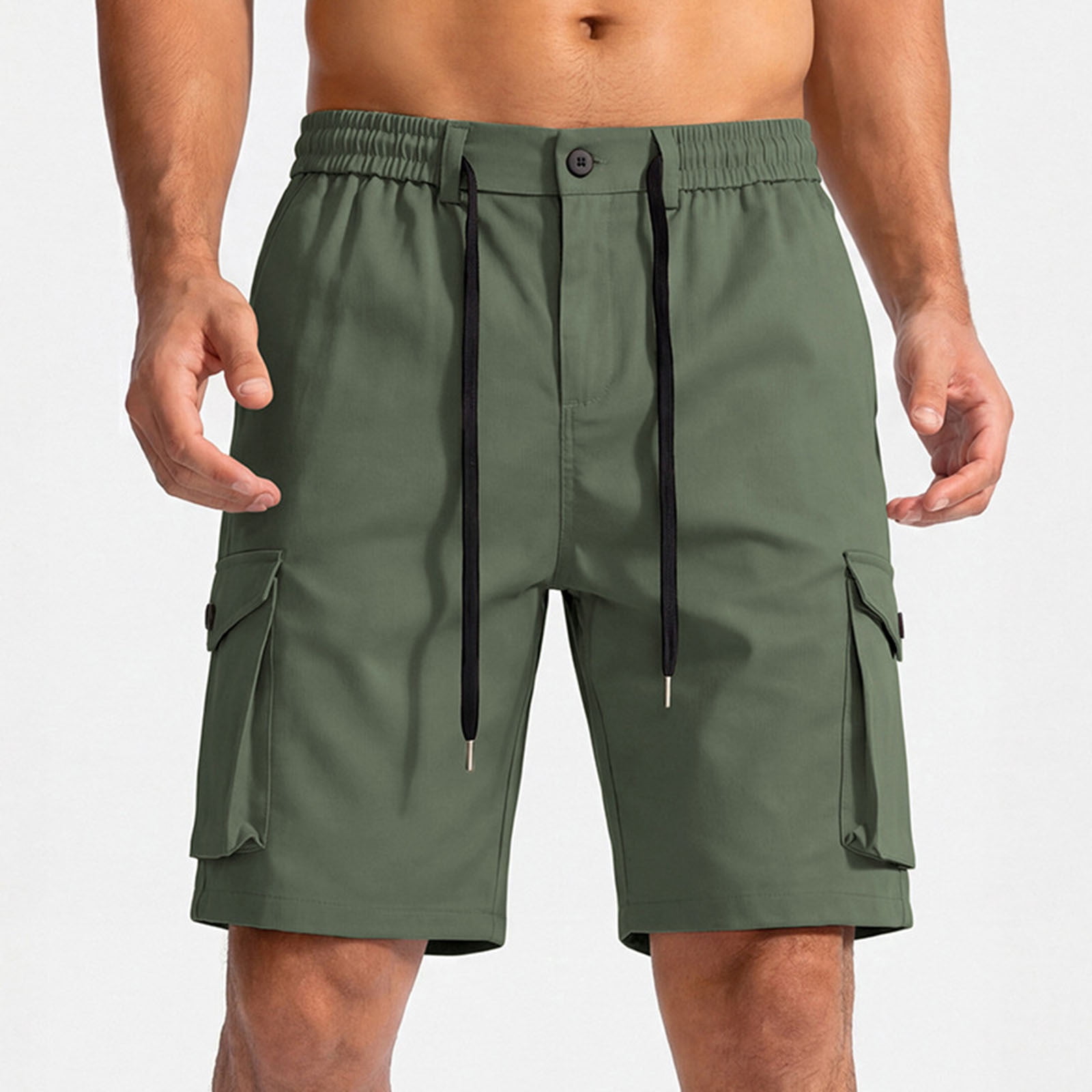 Cargo Shorts for Men with Pockets and Drawstring Elastic Waist Straight ...