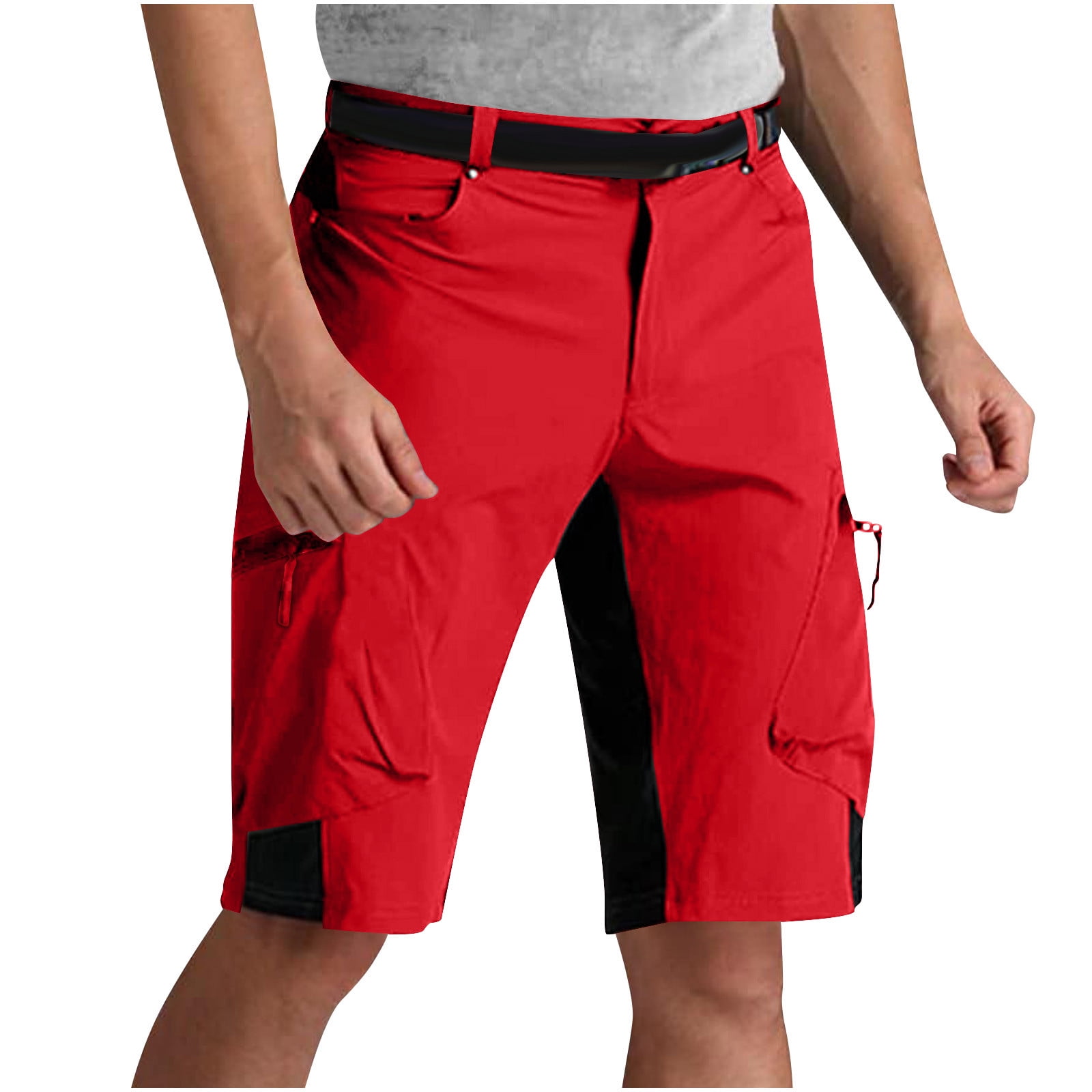 Cargo Shorts for Men with Zipper Pockets Straight Leg Elastic Mid ...