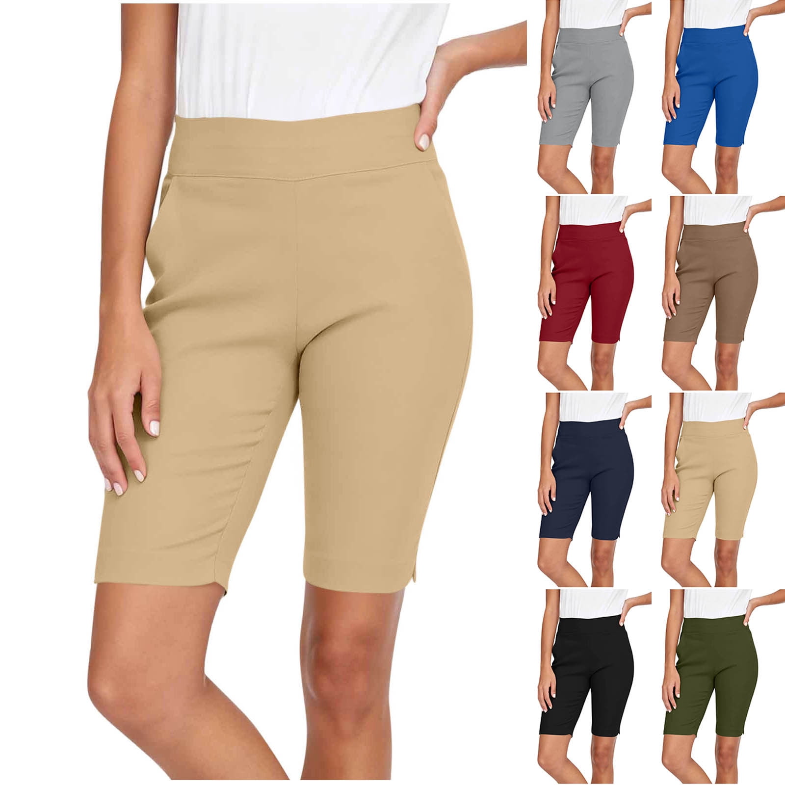 Cargo Shorts for Women Ndbuld Women's Fashion Casual Solid Color Pants ...