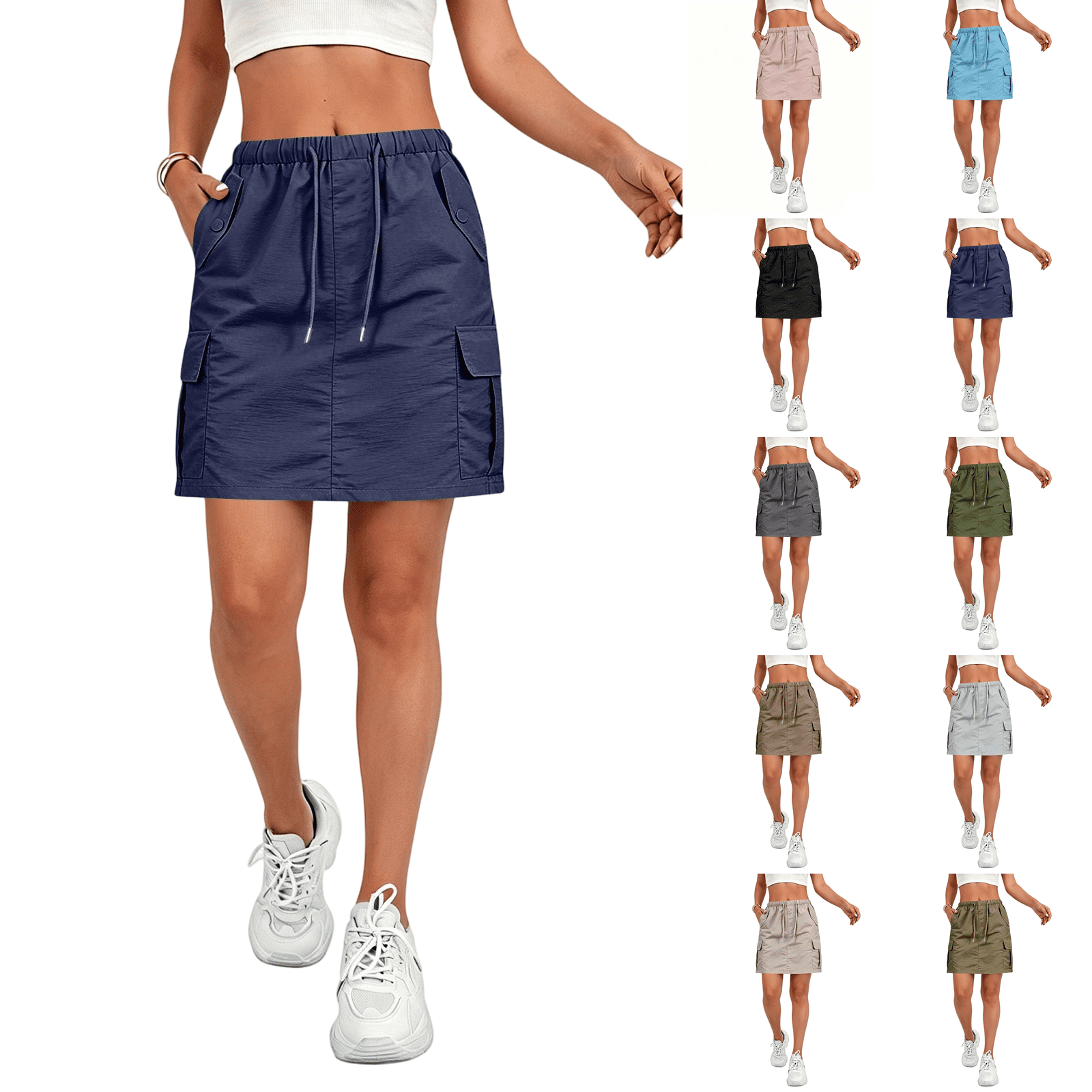 Cargo Skirts for Women Mini High Waisted Button Bodycon Skirts Casual ...