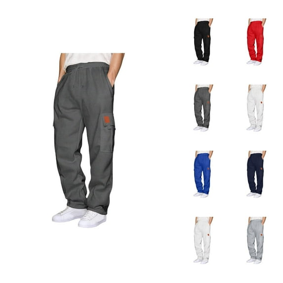 Cargo Sweat Pants for Men 2026 Fall Winter Fashion Drawstring Elastic ...