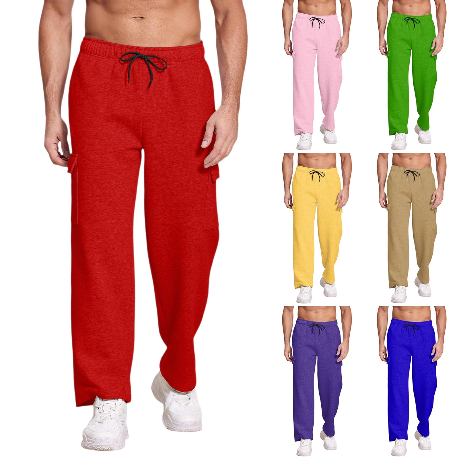 Cargo Sweatpants for Men - Mens Heavyweight Fleece Cargo Pants Baggy ...