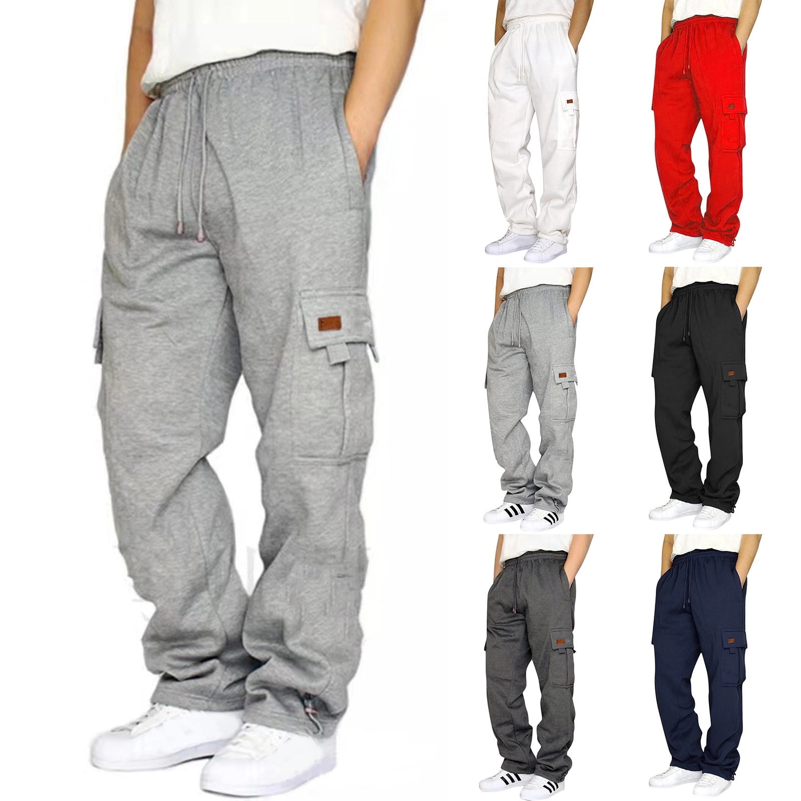 Cargo Sweatpants for Men Baggy Plus Size Drawstring Open Bottom ...