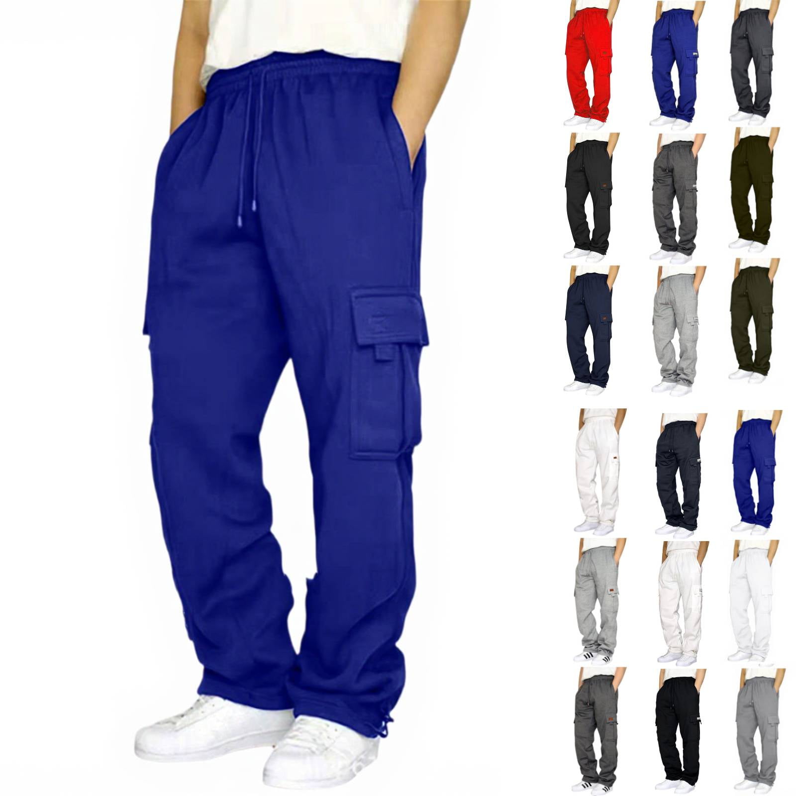Cargo Sweatpants for Men Baggy Plus Size Drawstring Wide Leg Sweatpants ...