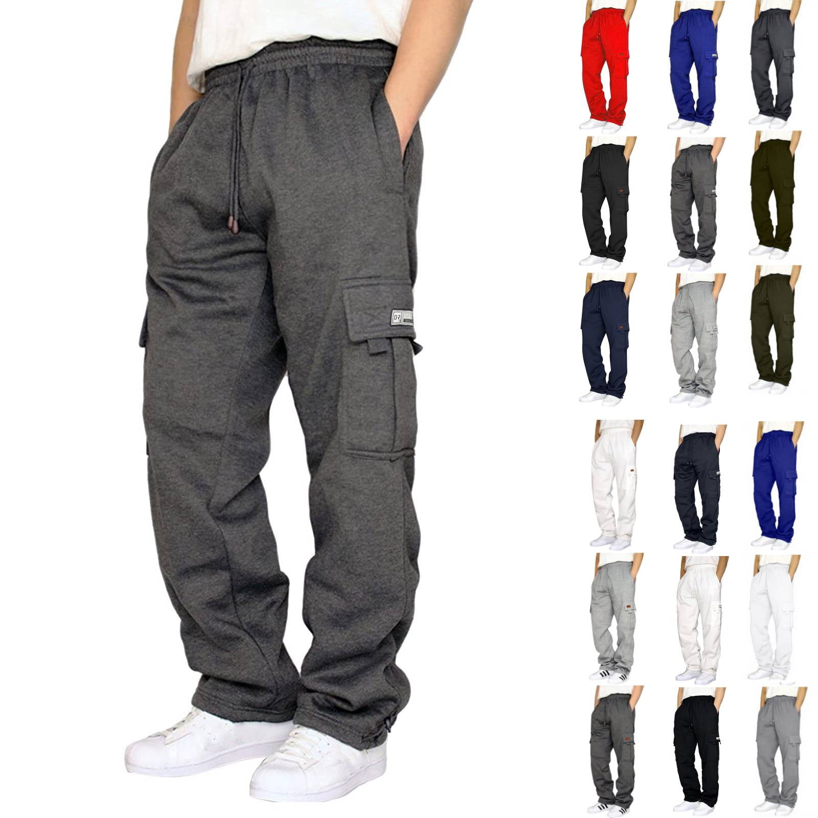 Cargo Sweatpants for Men Baggy Plus Size Drawstring Wide Leg Sweatpants ...