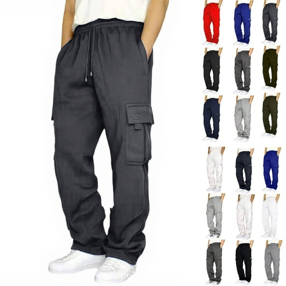 Cargo Sweatpants for Men Baggy Plus Size Drawstring Wide Leg Sweatpants ...