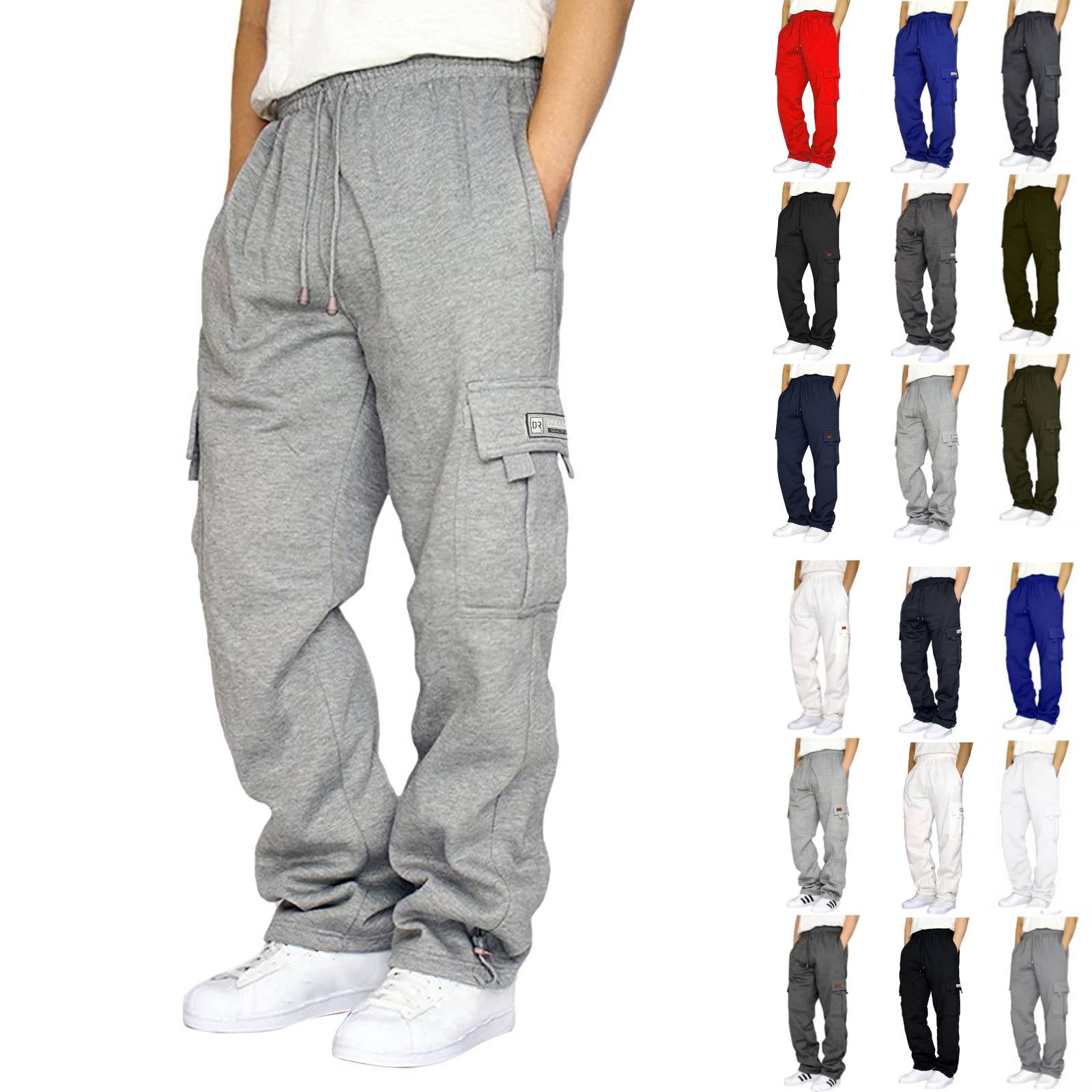 Cargo Sweatpants for Men Baggy Plus Size Drawstring Wide Leg Sweatpants ...