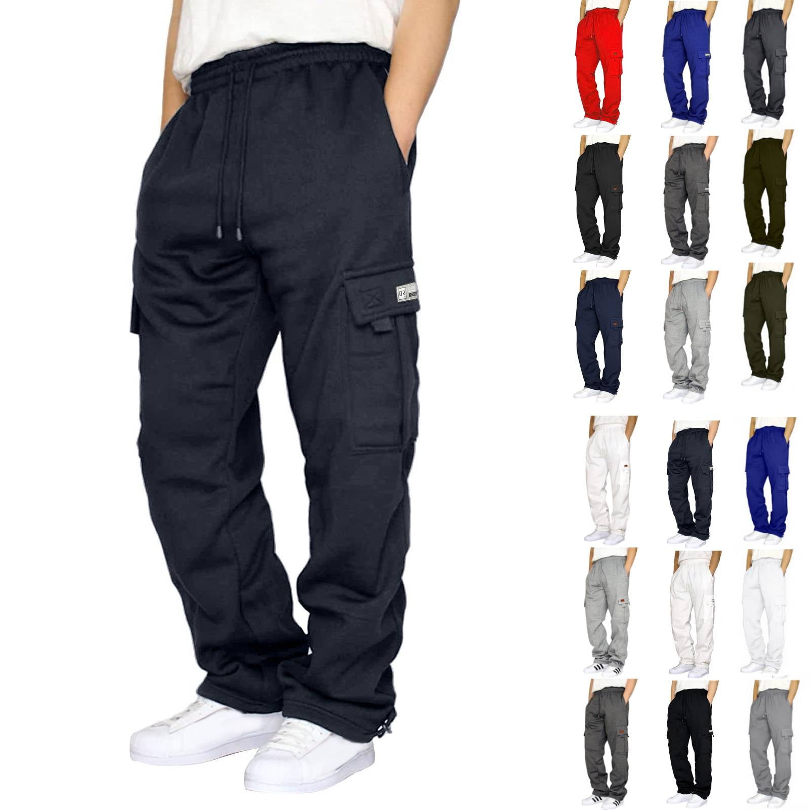 Cargo Sweatpants for Men Baggy Plus Size Drawstring Wide Leg Sweatpants ...