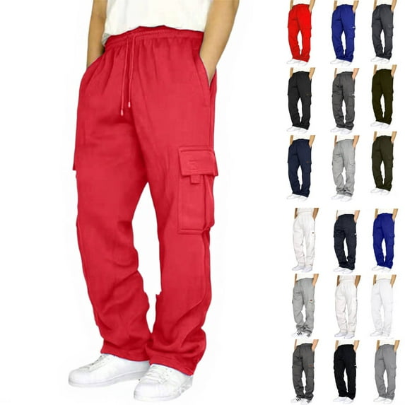 Cargo Sweatpants for Men Baggy Plus Size Drawstring Wide Leg Sweatpants ...