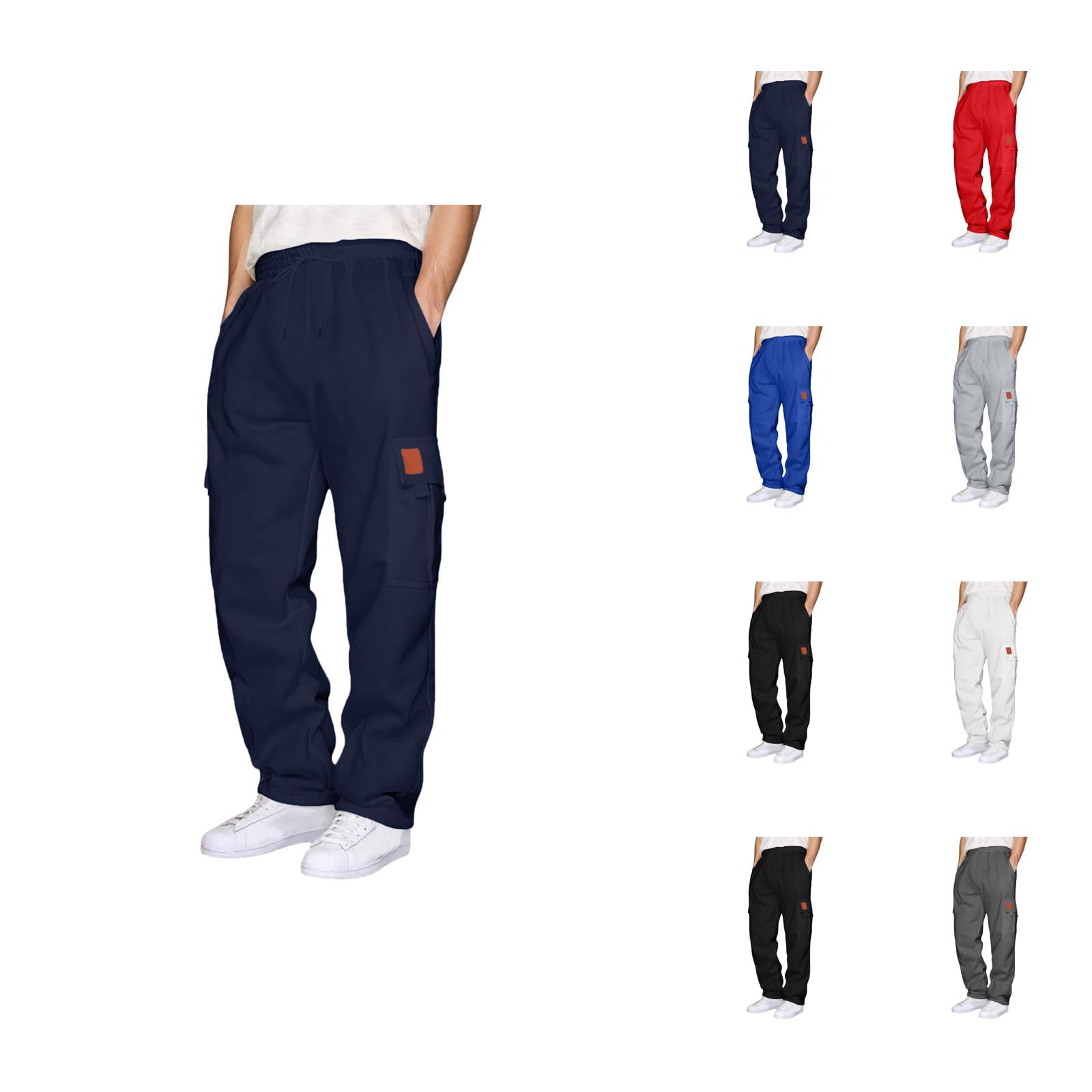 Cargo Sweatpants for Men Elastic Waist Drawstring Casual Utility Work ...