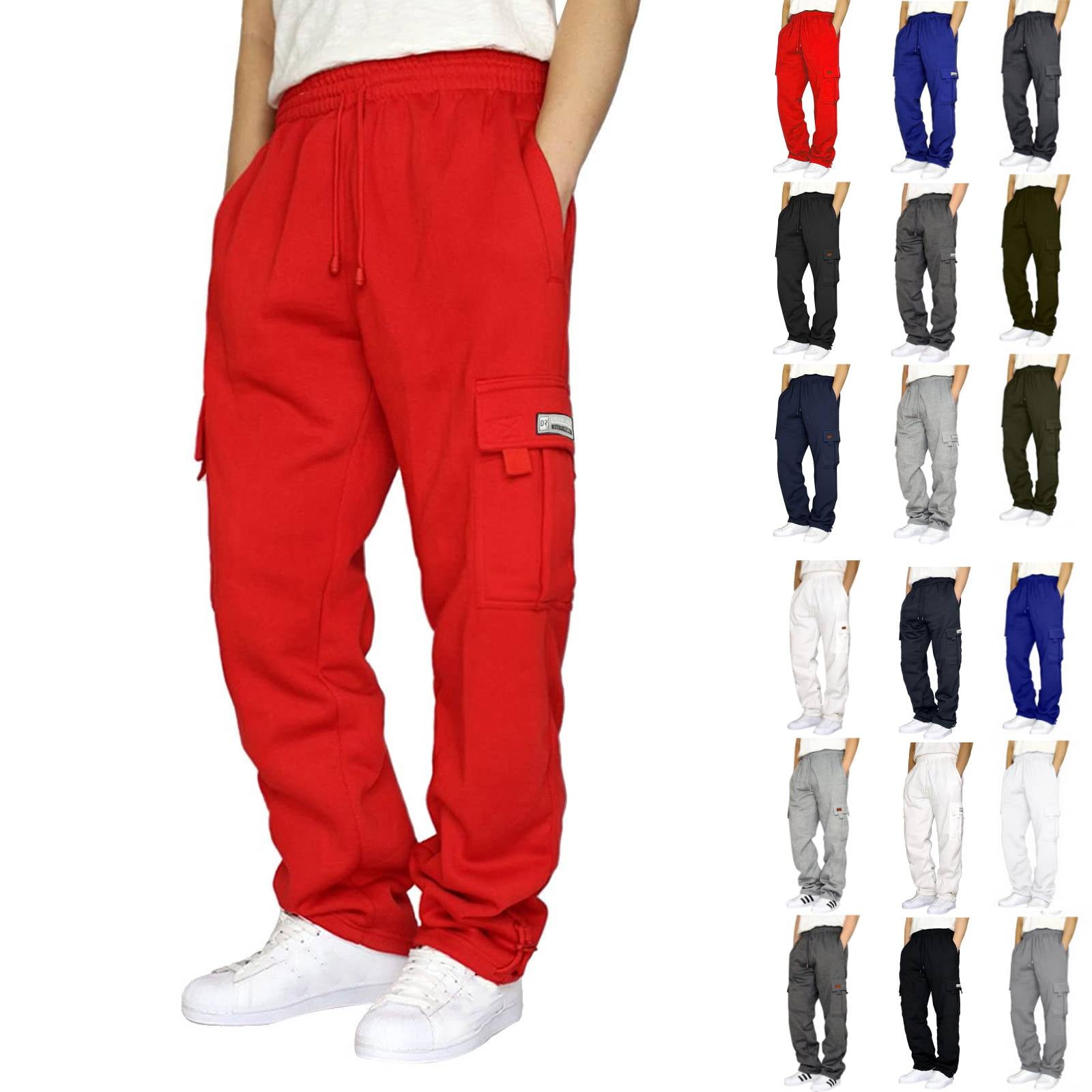 Cargo Sweatpants for Men Elastic Waist Drawstring Open Bottom Baggy ...