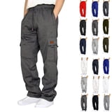 Cargo Sweatpants for Men Heavyweight Fleece Open Bottom Straight Leg ...