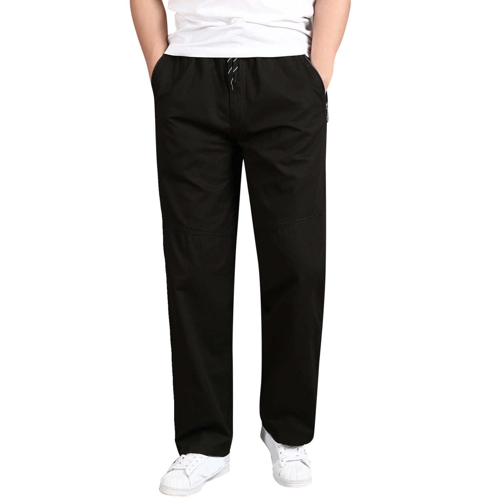 Cargo Sweatpants for Men Mens Cotton Plus Size Pocket Lace Up Solid ...