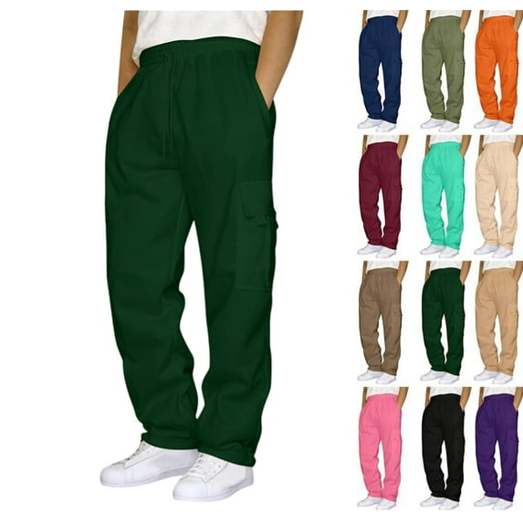 Cargo Sweatpants for Men Plus Size Baggy Fleece Jogger Sweatpants Open ...