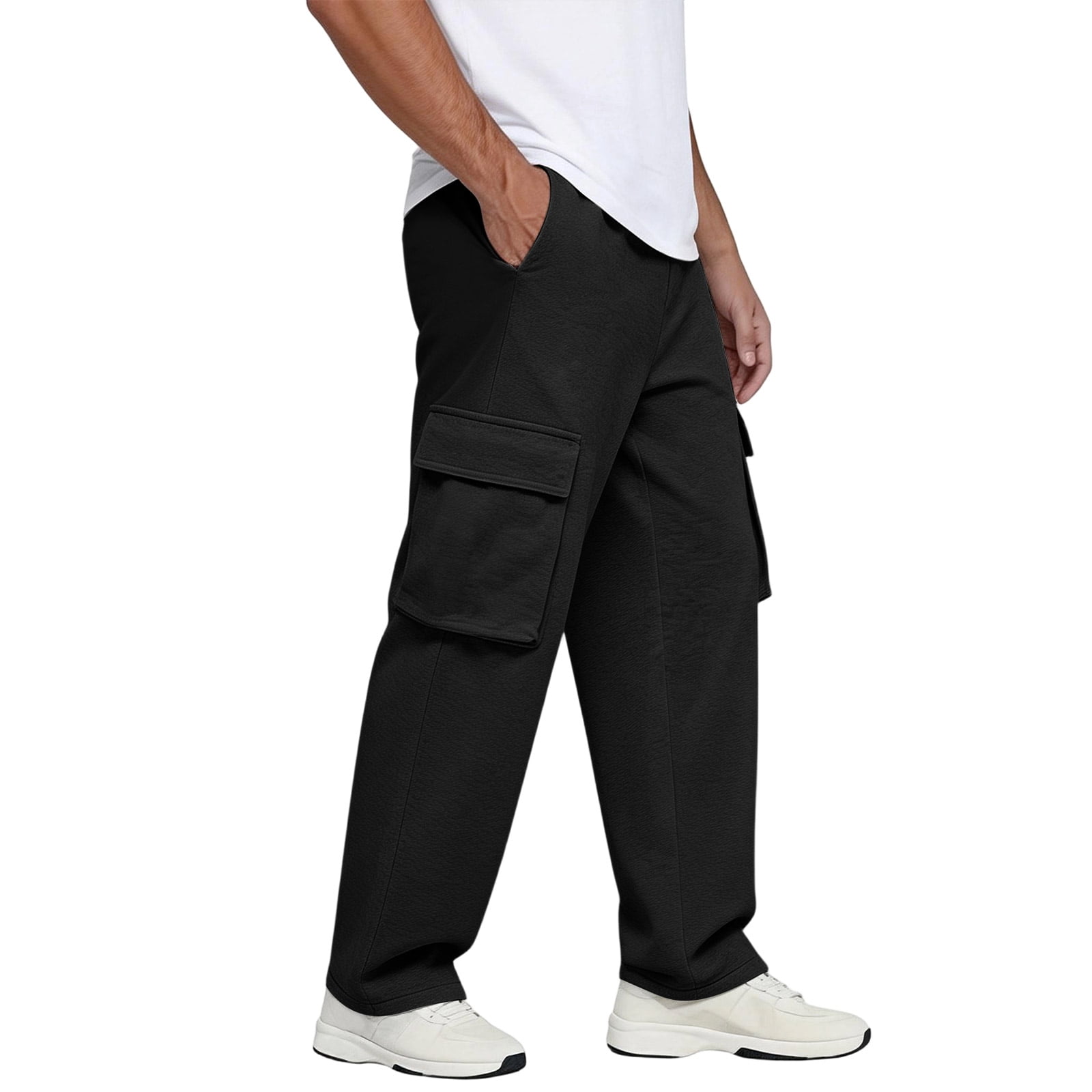 Cargo Sweatpants for Men Straight Wide Leg Baggy Pants High Rise ...