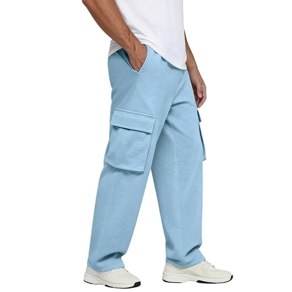 Cargo Sweatpants for Men Straight Wide Leg Baggy Pants High Rise ...